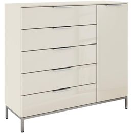 Rauch Kombikommode &raquo;Kommode T&uuml;rkommode Sideboard Kombikommode FLIPP mit Glasfront&laquo; Breite 120 cm mit 2 Einlegeb&ouml;den, 1-t&uuml;rig mit 5 Schubladen und Soft