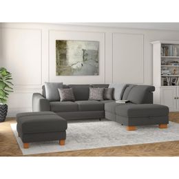 Sit & More sit&more Ecksofa &raquo;Dundee L-Form&laquo; mit Federkern und Massivholzf&uuml;&szlig;en, wahlweise mit Kopfteilverstellung grau B/H/T: 263cm x 86cm x 219cm, Luxus-