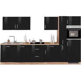KOCHSTATION K&uuml;chenzeile &raquo;KS-Tinnum&laquo; ohne E-Ger&auml;te, Breite 330 cm schwarz B/H/T: 330cm x 60cm