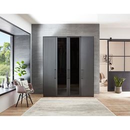 Wiemann Dreht&uuml;renschrank &raquo;Split&laquo; inkl. T&uuml;rend&auml;mpfung grau Floatglas, Holzwerkstoff Graphit-Dekor, B/H/T: 197,4cm x 236cm x 58cm, T&uuml;ren: 4 Stk.