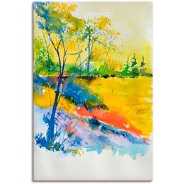 Artland Leinwandbild &raquo;Landschaft im Sonnenlicht&laquo; Wald 1 Stk. tlg. auf Holzrahmen gespannt gelb B/H/T: 40cm x 60cm, Leinwandbild Wald Hochformat, 1 Stk.