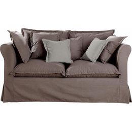 Home Affaire 2-Sitzer &raquo;Luise&laquo; in Hussenoptik, ohne Bettfunktion braun Webstoff (50% Baumwolle, 50% Polyester) B/H/T: 164cm x 93cm x 100cm, Webstoff