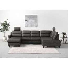 Sit & More sit&more Wohnlandschaft &raquo;Far&ouml; U-Form&laquo; inklusive Federkern, wahlweise mit Schlaffunktion und Bettkasten grau B/H/T: 325cm x 90cm x 187cm, Microfaser, 
