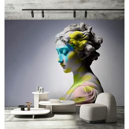 Livingwalls living walls Vliestapete &raquo;Fototapete Antike Skulptur Pop-Art Stil Grau Bunt&laquo; matt glatt Vlies B/L: 2,7m x 4m, Rollen: 1