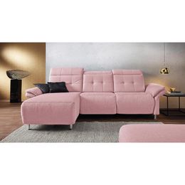 Home Affaire Ecksofa &raquo;Manhattan L-Form&laquo; 2 Sitze mit elektrischer Relaxfunktion, verstellbare Armlehnen rosa Kunstleder SOFTLUX ;Flachgewebe (100% 