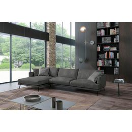 Egoitaliano Ecksofa &raquo;Sophia, Designsofa mit extrakomfortablem Sitzkomfort, Breite 274cm&laquo; mit Daunenfederung, L-Form grau Luxus-Micofaser Lederoptik (100% 