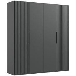 wimex Dreht&uuml;renschrank &raquo;Andorra by fresh to go&laquo; Mit 3D-Leisten f&uuml;r Akustikpaneel-Optik schwarz Holzwerkstoff Graphit, B/H/T: 200cm x 216cm x 58cm, T&uuml;ren: 4 