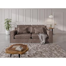 Home Affaire 4-Sitzer &raquo;ALISSAS mit vielen Kissen, Biesen an den Kissen&laquo; Hussenoptik, mit kleinen Taschen an der Seite zum Verstauen grau 92% Polyester