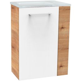 Fackelmann Waschtisch &raquo;SBC&laquo; Set, bestehend aus Becken und Unterbau, Breite ca. 45 cm braun Glas, Holzwerkstoff B/H/T: 45cm x 61,5cm x 25cm