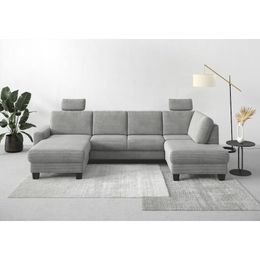 Home Affaire Wohnlandschaft &raquo;Summer U-Form&laquo; mit oder ohne Schlaffunktion und Bettkasten, wengefarbene Holzf&uuml;&szlig;e silber 100% Polyester B/H/T: 314cm x 