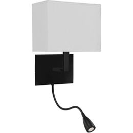 Searchlight Wandleuchte &raquo;Hotelwandlampe mit LED-Leselampe - Metall und Stoffschirm&laquo; E27 1 Stk. H: 26cm, 1 Stk.