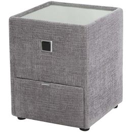 Jockenh&ouml;fer Nachtkonsole &raquo;Lancy&laquo; mit LED-Beleuchtung grau Glas, Holzwerkstoff B/H/T: 42,5cm x 53cm x 45cm, 1 Stk.