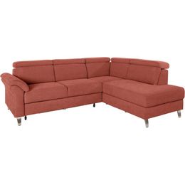 Sit & More sit&more Ecksofa &raquo;Arngast L-Form&laquo; inklusive Kopfteilverstellung und Federkern orange B/H/T: 245cm x 84cm x 194cm, Struktur weich, Ottomane rechts,mit 