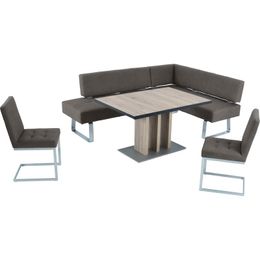 K+w Komfort & Wohnen K+W Komfort & Wohnen Eckbankgruppe &raquo;Spider II&laquo; Set, 4 Stk. tlg. langer Schenkel 195cm, 2 Freischwinger, Auszugstisch in Breite 120 cm grau B/H/T: 88cm