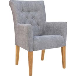 Home Affaire Esszimmerstuhl &raquo;King&laquo; () Armlehnstuhl mit Knopfheftung, Polsterstuhl blau Polyester B/H/T: 60cm x 92cm x 65cm, Feinstruktur