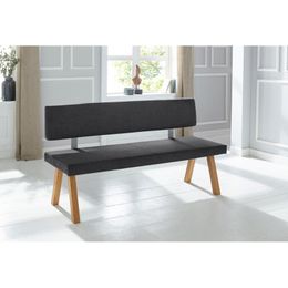 OTTO home Bank &raquo;Mobilar Rio&laquo; mit R&uuml;ckenlehne und aus Massivholz schwarz Polyester B/H/T: 160cm x 89cm x 53cm, Struktur fein, Bank 160cm,mit 