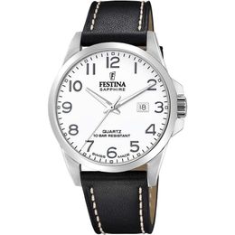 Festina Herren Quarzuhr &raquo;Swiss Made&laquo; Armbanduhr, Herrenuhr, Damenuhr, Swiss Made, Lederarmband, Datum schwarz Einheitsgr&ouml;&szlig;e