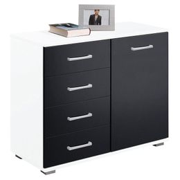 Priess Kombikommode &raquo;Barcelona mit 4 Schubk&auml;sten und T&uuml;r in 6 Farben&laquo; schwarz-wei&szlig; Holzwerkstoff B/H/T: 82cm x 71cm x 38cm, 4 Stk.