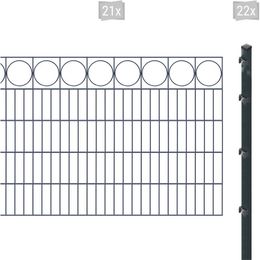 Arvotec Doppelstabmattenzaun &raquo;ESSENTIAL 100 zum Einbetonieren "Ring" mit Zierleiste&laquo; Zaunh&ouml;he 100 cm, Zaunl&auml;nge 2 - 60 m grau Kunststoff, Stahl H/L: 100cm x 