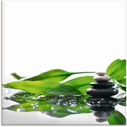 Artland Glasbild &raquo;Spa mit Steinen und Bambus&laquo; Zen 1 Stk. tlg. in verschiedenen Gr&ouml;&szlig;en gr&uuml;n B/H/T: 30cm x 30cm, Glasbild Zen, 1 Stk.
