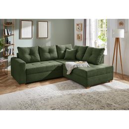 Jockenh&ouml;fer Ecksofa &raquo;Heidelberg L-Form, B: 228 cm&laquo; mit Schlaffunktion, Bettkasten & Zierkissen gr&uuml;n Korpus: 100% Polyester;Kissen: 100% Polyester B/H/T: 228cm x 