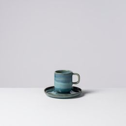 gipfelst&uuml;ck Espressotasse &raquo;Tiefer See&laquo; Scandi-Style, gl&auml;nzende Reaktivglasur, jedes St&uuml;ck ein Unikat blau Steinzeug &Oslash; 5,5cm x 6,5cm, 90ml, 8 tlg.