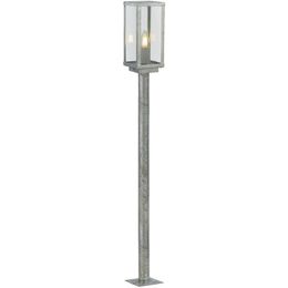 Searchlight LED Au&szlig;en-Stehlampe &raquo;Box II Au&szlig;enleuchte - Silber und Klarglas&laquo; E27 1 Stk. silber H: 90cm, 1 Stk.