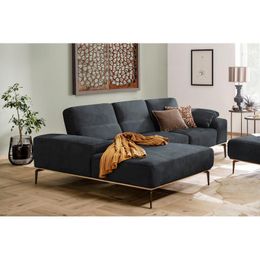 W.Schillig Ecksofa &raquo;run, Designsofa mit tollem Sitzkomfort, bequem, L-Form&laquo; mit Holzsockel, F&uuml;&szlig;e in Bronze pulverbeschichtet, Breite 279 cm schwarz 