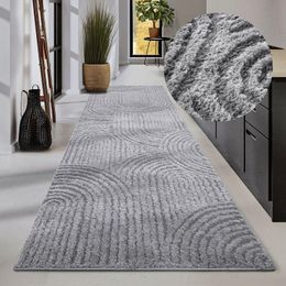ELLE DECORATION Designteppich &raquo;Chappe&laquo; rechteckig 18 mm H&ouml;he Shaggy, L&auml;ufer, flauschig, weich, Langflor, modern, Hoch Tief Effekt grau Polyester B : 