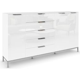 Rauch Kombikommode &raquo;Kommode T&uuml;rkommode Sideboard Kombikommode FLIPP mit Glasfront&laquo; Breite 200 cm mit 4 Einlegeb&ouml;den, 3-t&uuml;rig mit 5 Schubladen und Soft