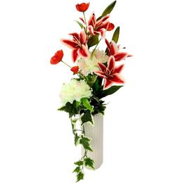 I.GE.A. Kunstblume &raquo;Arrangement Lilie/Pfingstrose&laquo; Vase aus Keramik bunt B/H/L: 26cm x 63cm x 21cm, 1 Stk.