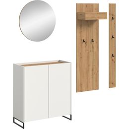 Home Affaire Garderoben-Set &raquo;EVRID, 4-teilig, Breite 206 cm, individuell stellbar & erweiterbar&laquo; best. aus: Kommode, Spiegel, Garderobenpaneel & 