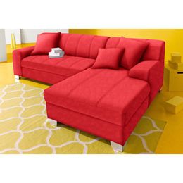 DOMO collection Ecksofa &raquo;TURAH 239x152 cm, inkl. Zierkissen, moderne Steppung&laquo; mit Bettfunktion, Schlafsofa, Unser Dauertiefpreis rot B/H/T: 239cm x 