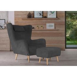 Home Affaire Sessel &raquo;Telford auch in Fellimitat, Sessel B/T/H: 77/92/106 cm&laquo; wahlweise mit und ohne Hocker, in vielen Bezugsqualit&auml;ten, Ohrensessel 