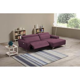 Egoitaliano Ecksofa &raquo;Suzette, Designsofa mit hohem Sitzkomfort&laquo; mit Recamiere, inkl. 1 elektronischen Relaxfunktion, L-Form lila B/H/T: 266cm x 95cm x 163cm, 