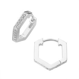 Firetti Damen Paar Creolen &raquo;Schmuck Geschenk Silber 925 Ohrschmuck Ohrringe Hexagon-Form&laquo; mit Zirkonia (synth.) 15,3mm, Silber 925 (Sterlingsilber)