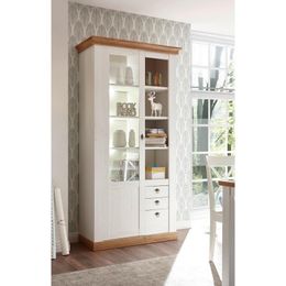 Home Affaire Vitrine &raquo;Cremona, Hochschrank im Landhausstil, Glasvitrine&laquo; Metallgriffe, ausreichend Stauraum, vielseitig einsetzbar, 204 cm hoch wei&szlig; B
