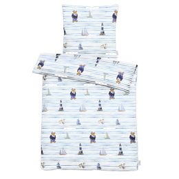 Apelt Bettw&auml;sche &raquo;Knut&laquo; 2 tlg. Bettw&auml;sche-Set mit Rei&szlig;verschluss, Baumwoll-Satin, Digitaldruck blau Satin (Bio-Baumwolle), Obermaterial: 100% 