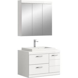 Welltime Badm&ouml;bel-Set &raquo;SIENA, 2-teilig, Waschtisch inkl. Waschbecken & Spiegelschrank&laquo; wei&szlig; Holzwerkstoff, MDF, Spiegelglas B/H/T: 80cmcm x 191cmcm x 
