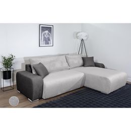 Collection AB Ecksofa &raquo;Pia L-Form, B: 237 cm&laquo; Schlaffunktion, Bettkasten & 2 Zierkissen, Federkern grau 100%Polyester B/H/T: 237cm x 41cm x 169cm, 