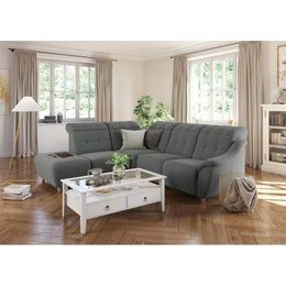 Home Affaire Ecksofa &raquo;Boston L-Form&laquo; Kopfteilverstellung an jeder Sitzfl&auml;che, wahlweise Relaxfunktion grau Struktur (100% Polyester);Luxus-Microfaser 