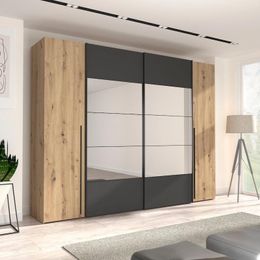 FORTE Kleiderschrank &raquo;Rayong&laquo; B/H/T ca. 270,3x210x61,2 cm schwarz Dekorfolie, FSC -zertifizierter Holzwerkstoff Artisan Eiche, B/H/T: 270,3cm x 210cm 