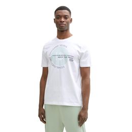 Tom Tailor Denim Herren Tom Tailor Denim Rundhalsshirt mit verschiedenen Logo Prints wei&szlig; XXL