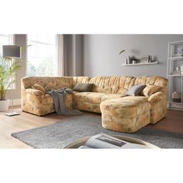 DOMO collection Wohnlandschaft &raquo;Bahia mit viel Platz, zeitloses Design, U-Form&laquo; wahlweise mit Bettfunktion beige Luxus-Microfaser (100% Polyester), 