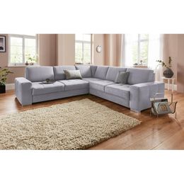Sit & More sit&more Ecksofa &raquo;Santorini L-Form&laquo; mit Federkern und Sitztiefenverstellung, wahlweise mit Schlaffunktion grau Struktur (100% Polyester);Struktur fein