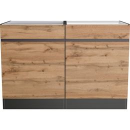 KOCHSTATION Sp&uuml;lenschrank &raquo;KS-Riesa&laquo; Breite 120 cm, MDF-Fronten braun Holzwerkstoff grafitgrau, B/H/T: 120cm x 82cm x 60cm, T&uuml;ren: 2 Stk.
