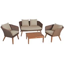 Garden Pleasure Gartenlounge-Set &raquo;ARONA&laquo; 4 Stk. tlg. braun Massivholz Einheitsgr&ouml;&szlig;e