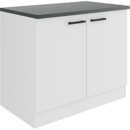 Optifit Sp&uuml;lenschrank &raquo;Palma&laquo; Breite 100 cm, inklusive Einbausp&uuml;le wei&szlig; Holzwerkstoff wei&szlig;, B/H/T: 100cm x 84,8cm x 60cm, T&uuml;ren: 2 Stk.