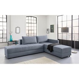 LOOKS by Wolfgang Joop Ecksofa &raquo;LooksIII L-Form&laquo; durch Drehfunktion zum Bett wandelbar, inklusive Staufach grau Struktur (100% Polyester);Feinstruktur