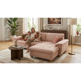 OTTO home Ecksofa &raquo;Egedal 279 x 162 cm, auch mit Schlaffunktion & Bettkasten, Holzf&uuml;&szlig;e&laquo; L-Form, aus haustierfreundlichem Pet Friendly Cord beige 90% 